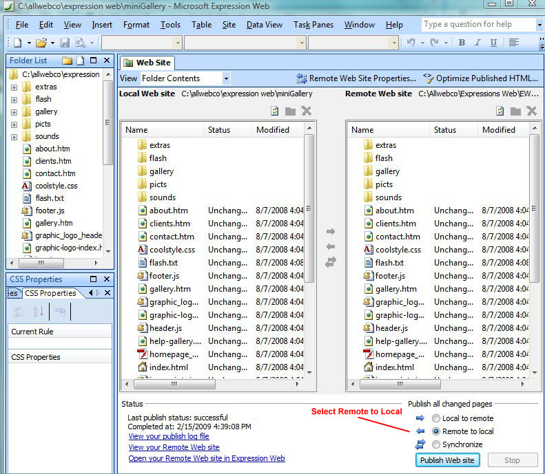 Expression Web Import Visual